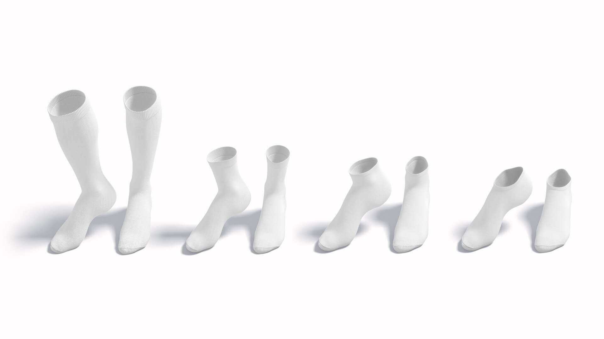 White Socks Pair on Tiptoe Different Shapes - Fabric Sox 3D Model by ...