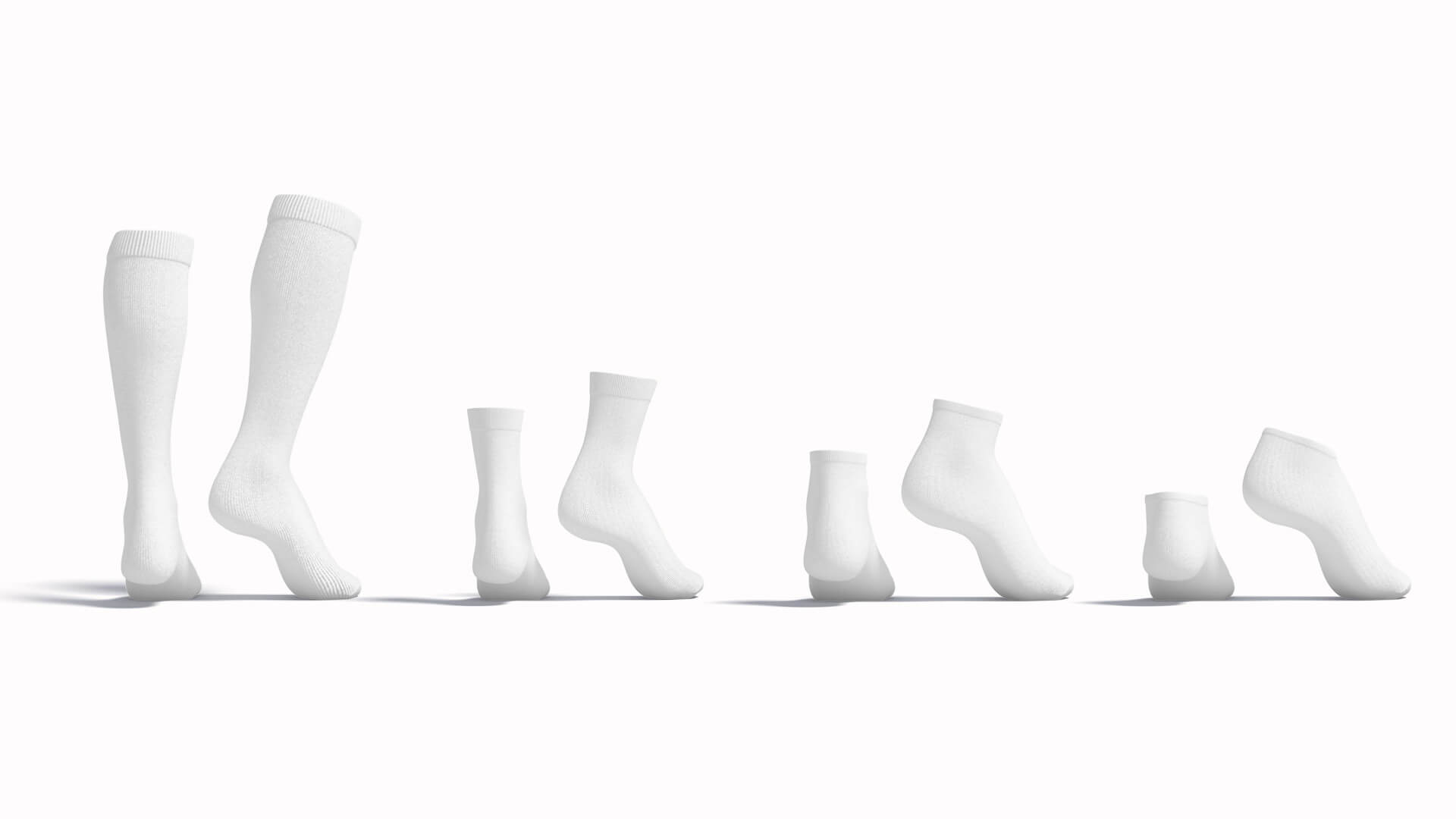 White Socks Pair on Tiptoe Different Shapes - Fabric Sox 3D Model by ...