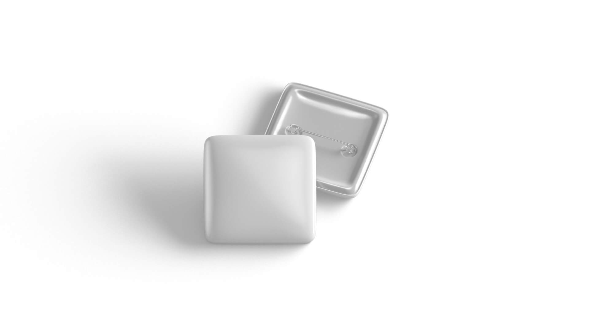 White Square Button Badge - 3D Model by rebrandy