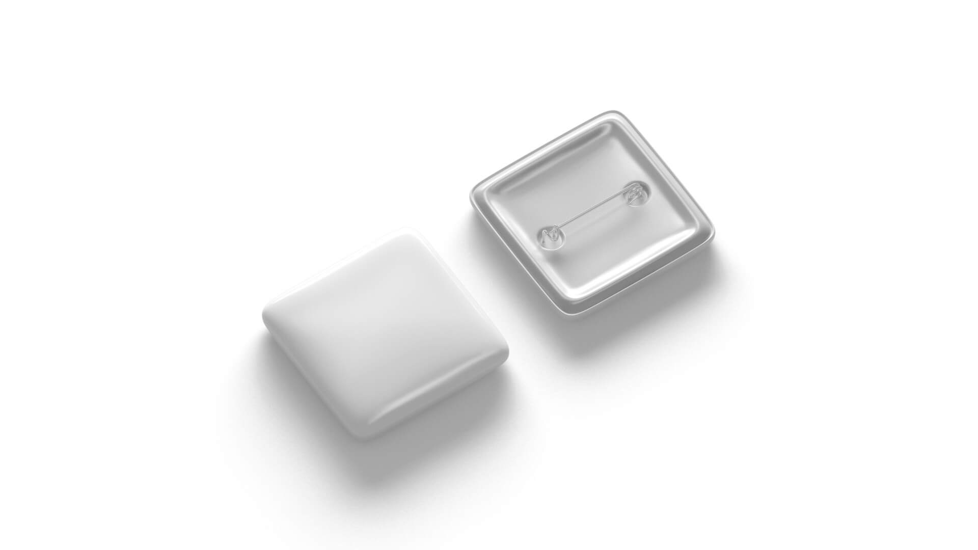 White Square Button Badge - 3D Model by rebrandy