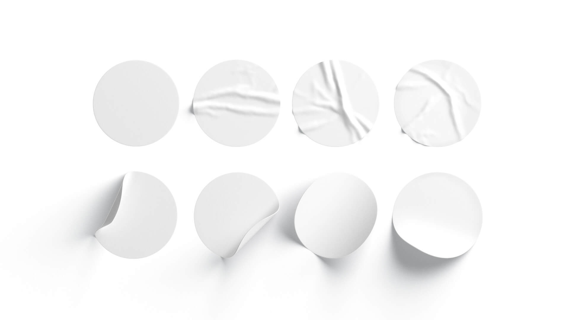 White Stickers Set - 8 Adhesive Sticky Labels 3D Model by rebrandy
