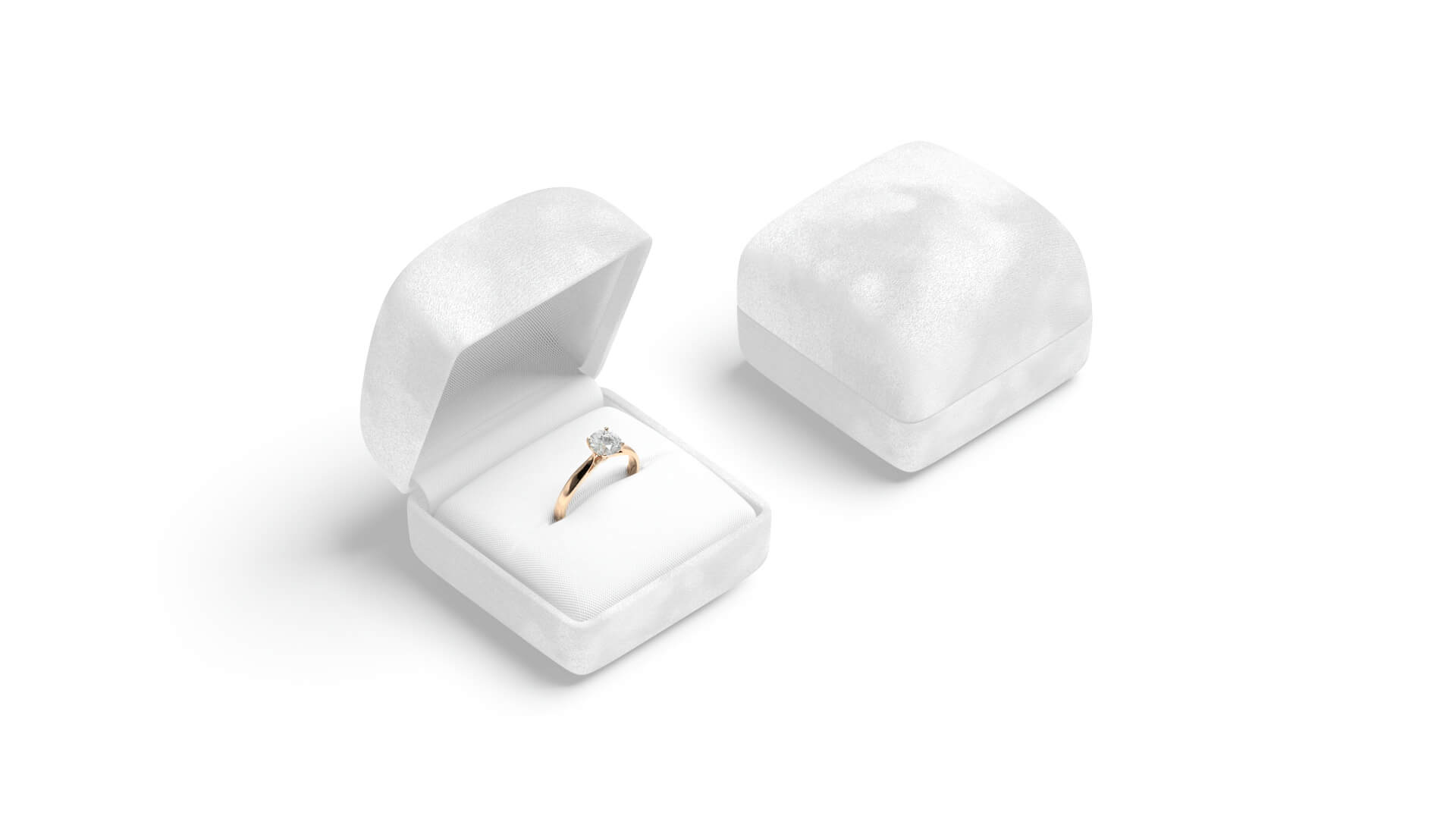 White Wedding Ring Box Set - Opened and Closed Jewelry Box 3D Model by ...