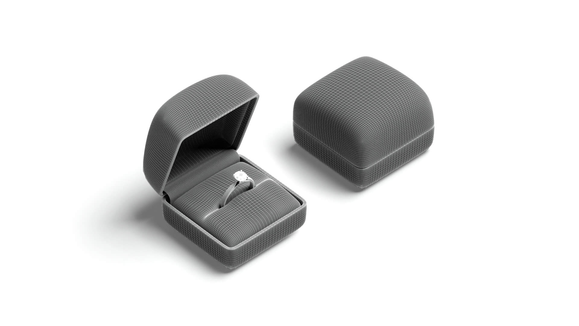 White Wedding Ring Box Set - Opened and Closed Jewelry Box 3D Model by ...