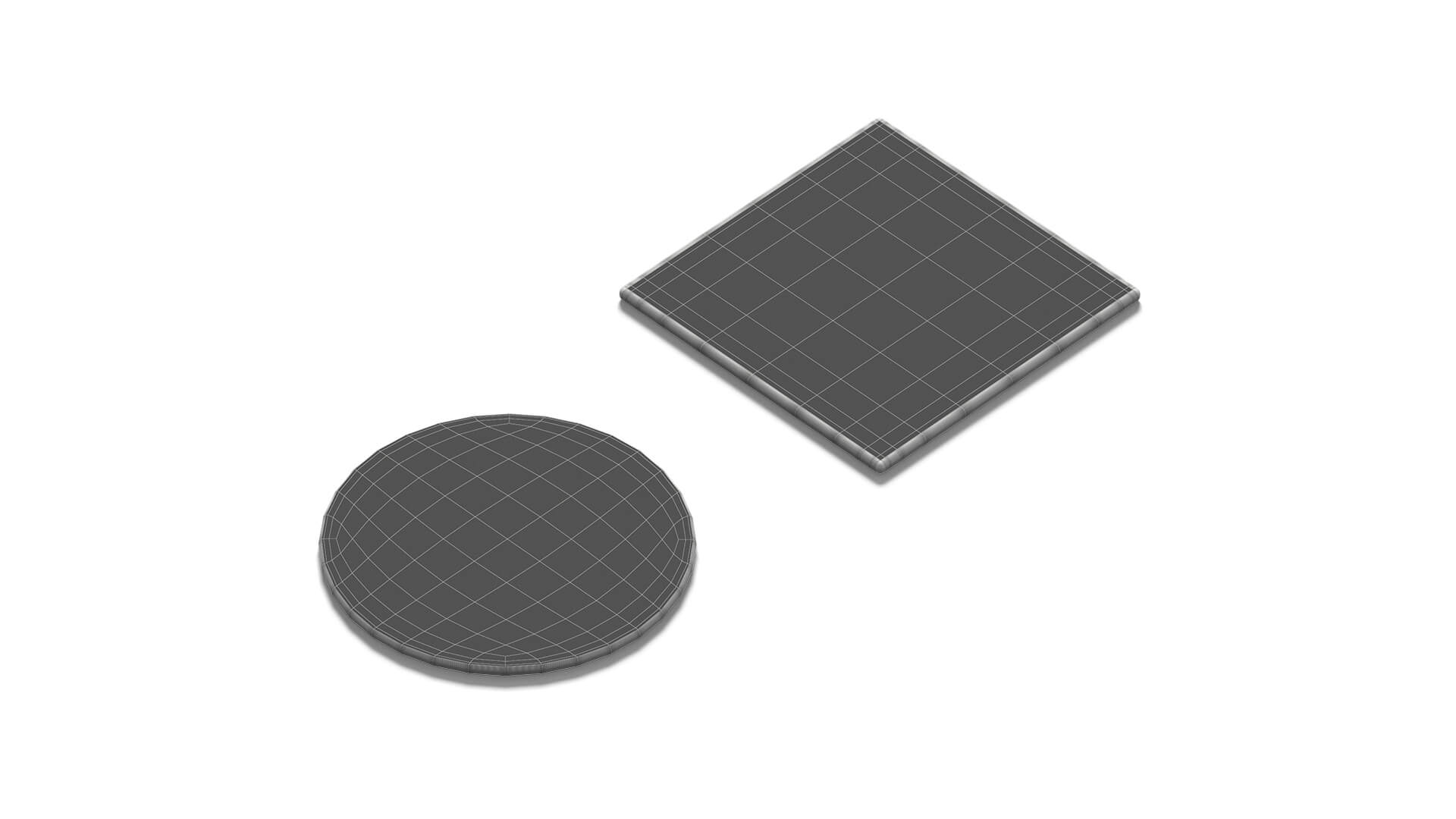 Wood Plate 2 Types - Round Square Wooden Board Set 3D Model by rebrandy