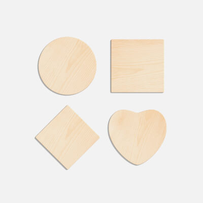 Wood Plate 4 Types - Round Square Rhombus Heart Wooden Board 3D Model ...