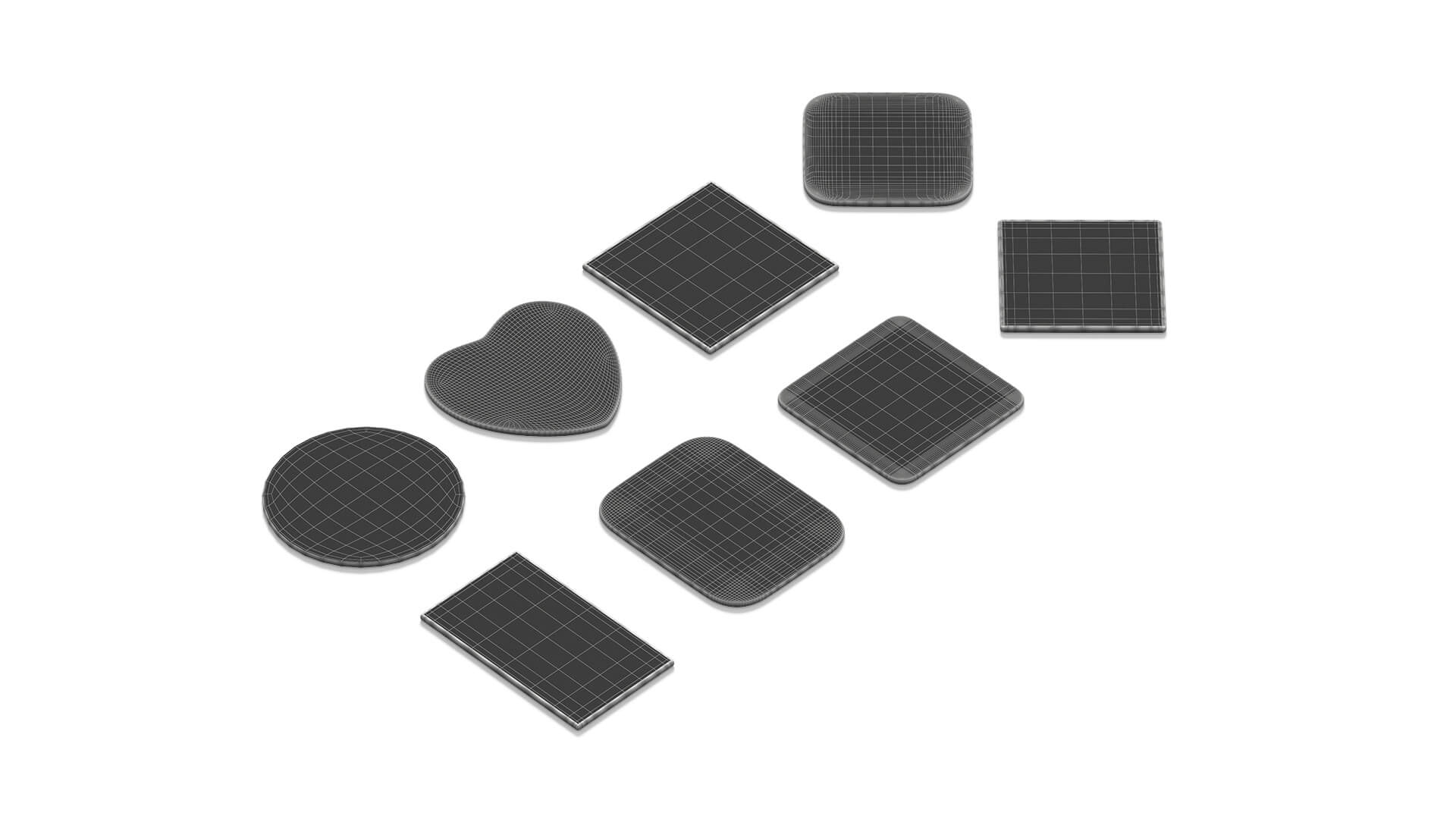 Wood Plate 8 Types - Round Square Rhombus Rectangle Board 3D Model by ...