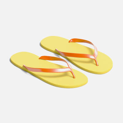 Yellow Beach Slippers - Pair of Flip-Flop Rubber Sandals 3D Model by ...