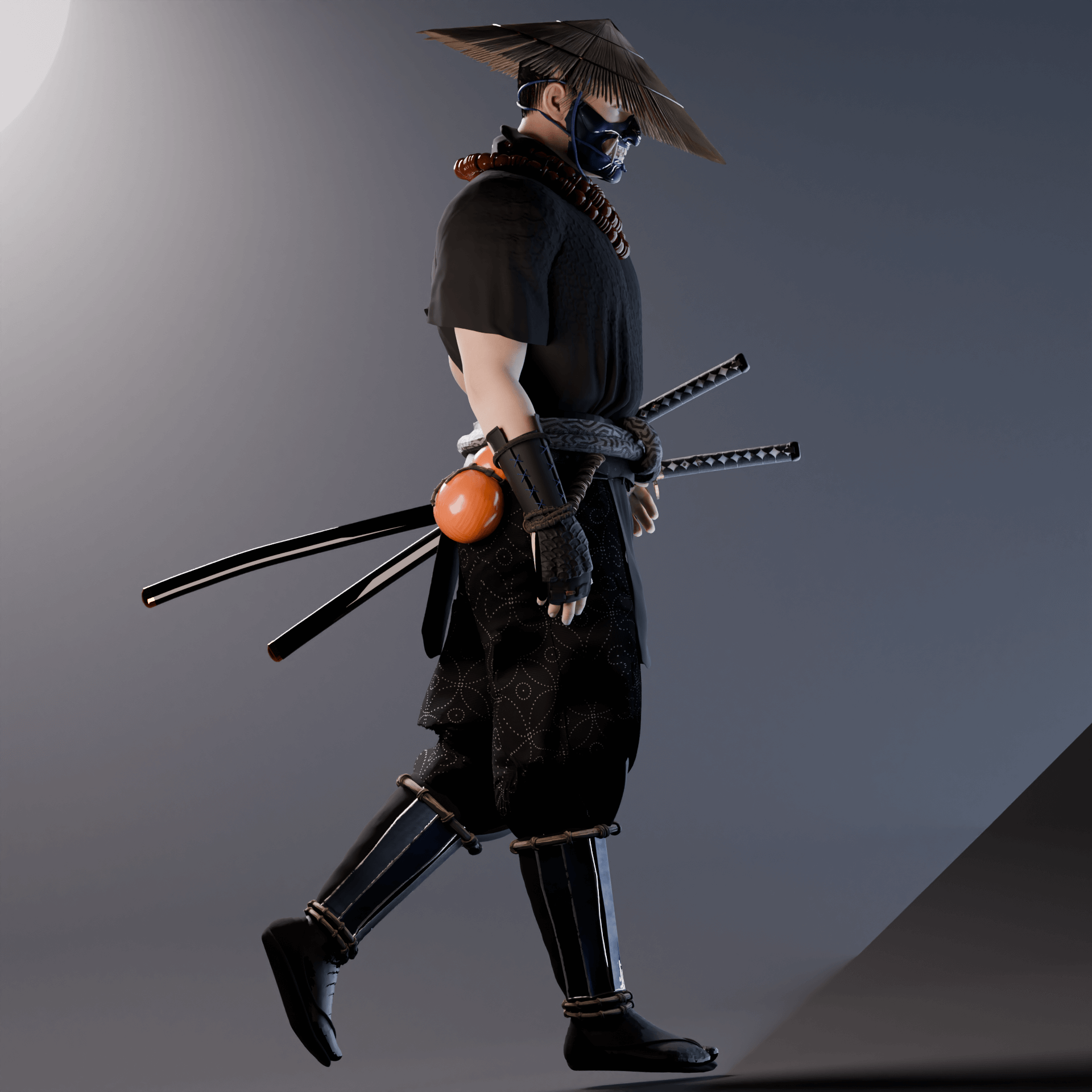 Ronin the Wanderer 3D Render, Digital Art by Red_xamurai