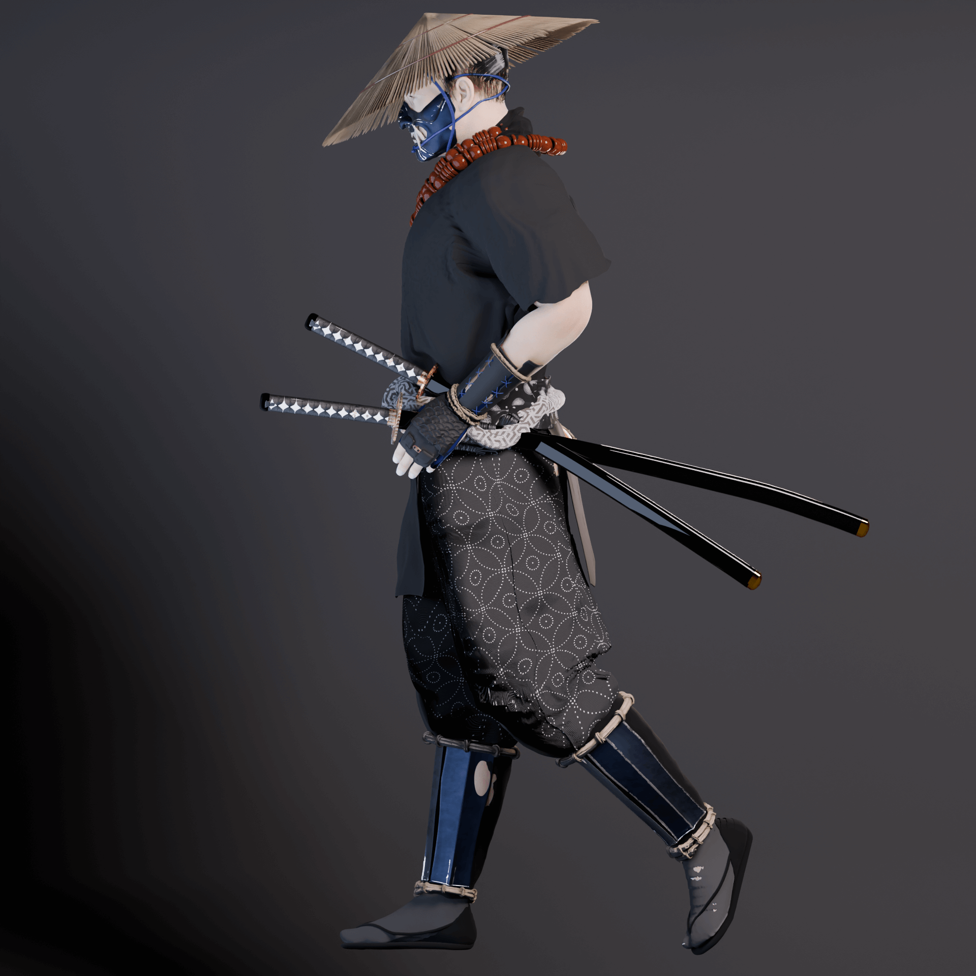 Ronin the Wanderer 3D Render, Digital Art by Red_xamurai