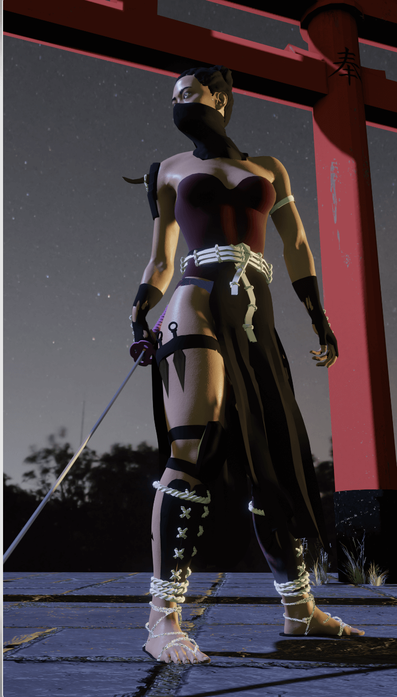 Sakura game character 3D Render, Digital Art by Red_xamurai