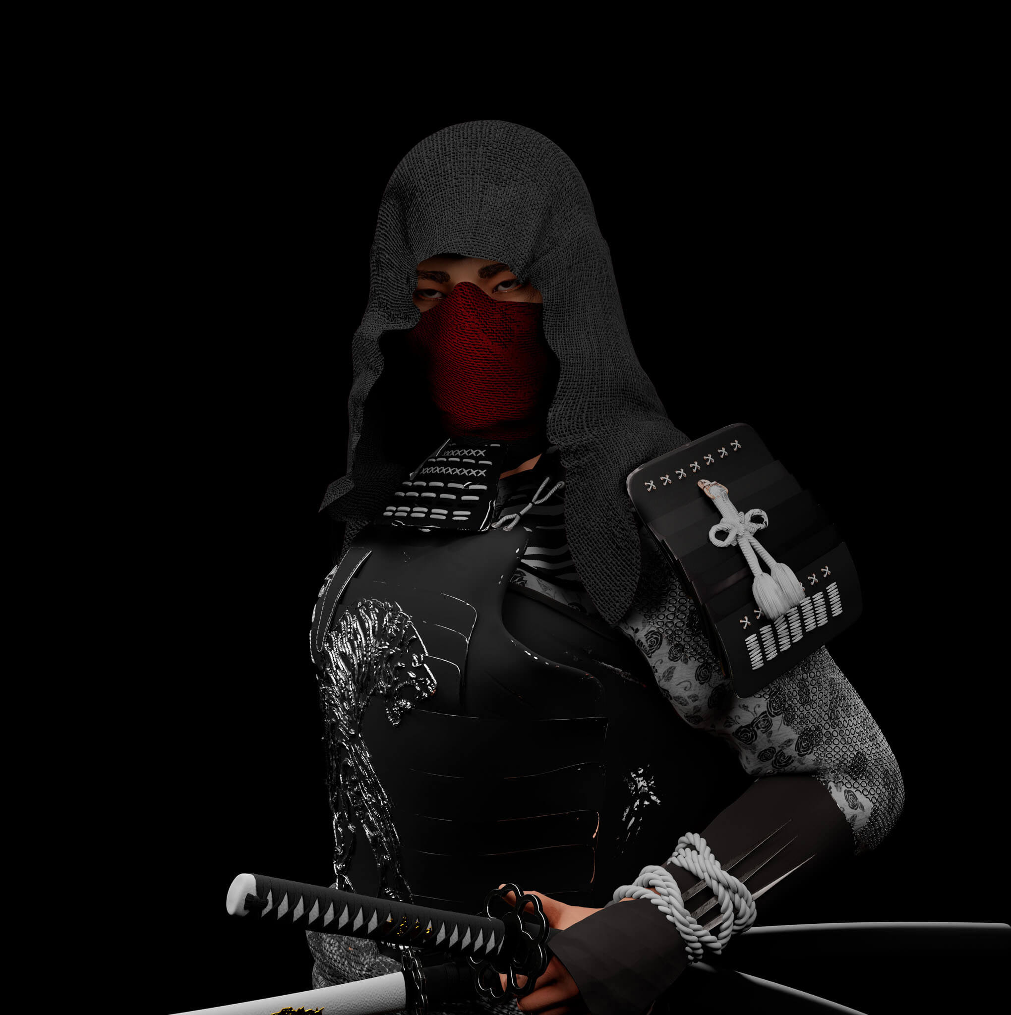 Shinobi samurai 3D Render, Digital Art by Red_xamurai