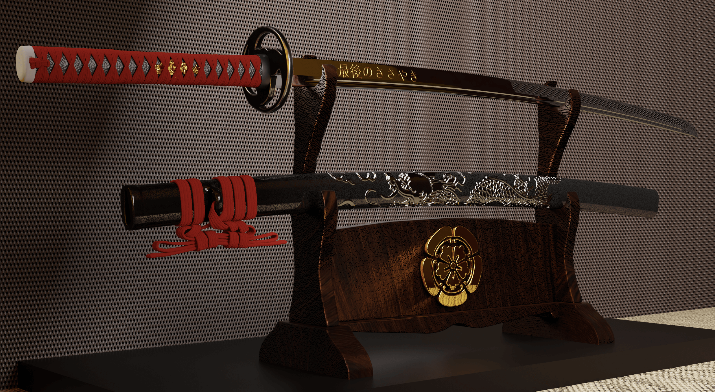 Two katana sets 3D Render, Digital Art by Red_xamurai