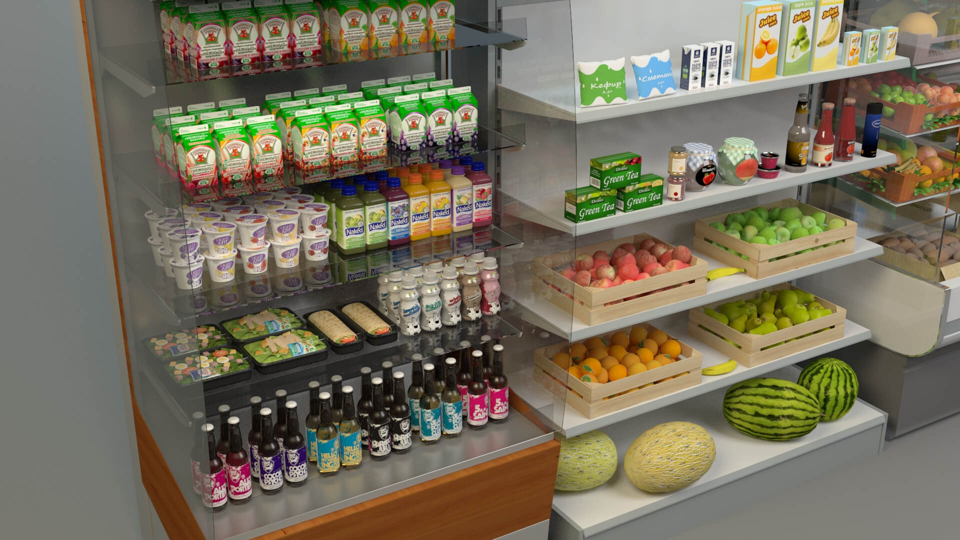 Grocery Display - 3D Model by Redbunny