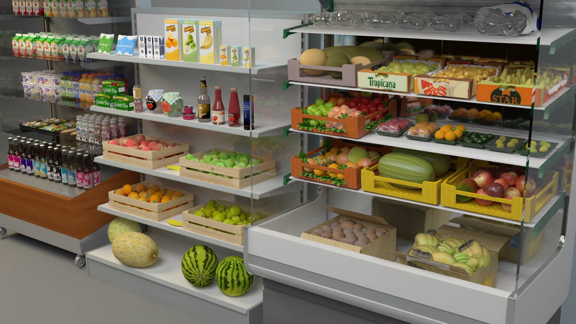 Grocery Display - 3D Model by Redbunny