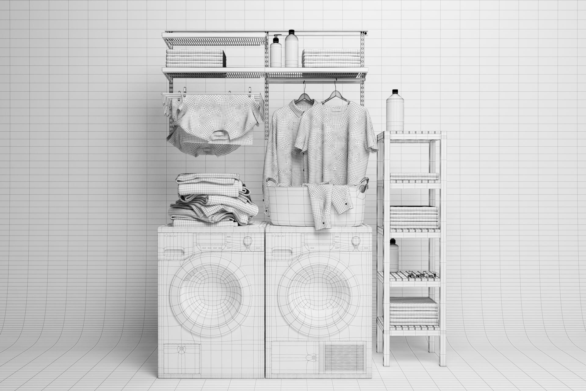 Laundry Room Shelves - 3D Model by Redbunny