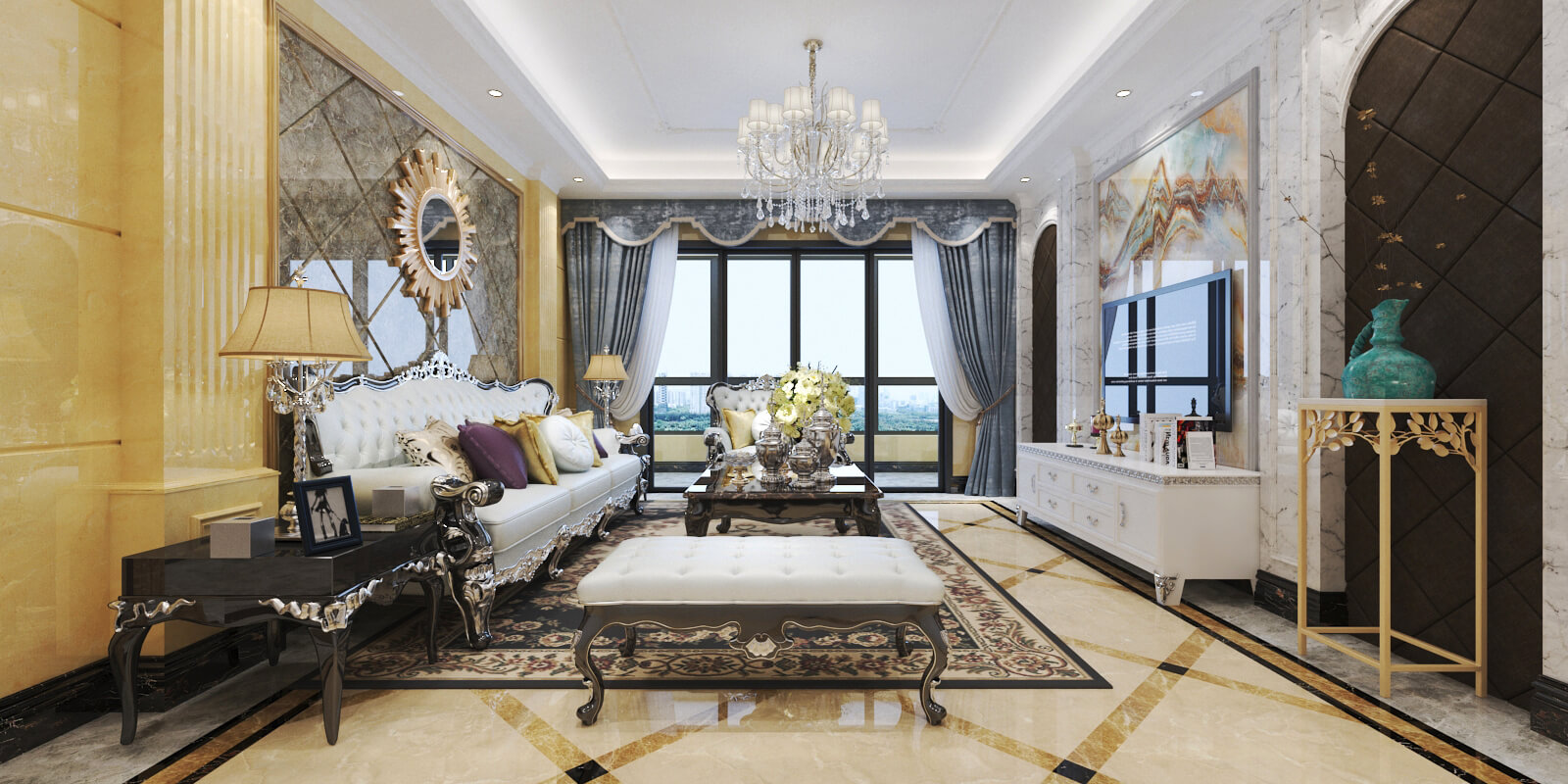 Parlor Modern Living Room 01 - 3D Model by Redbunny