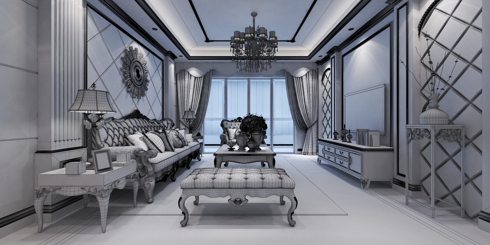 Parlor Modern Living Room 01 - 3D Model by Redbunny