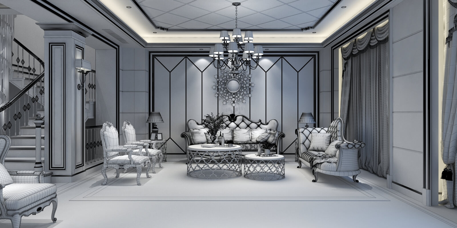 Parlor Modern Living Room 02 - 3D Model by Redbunny