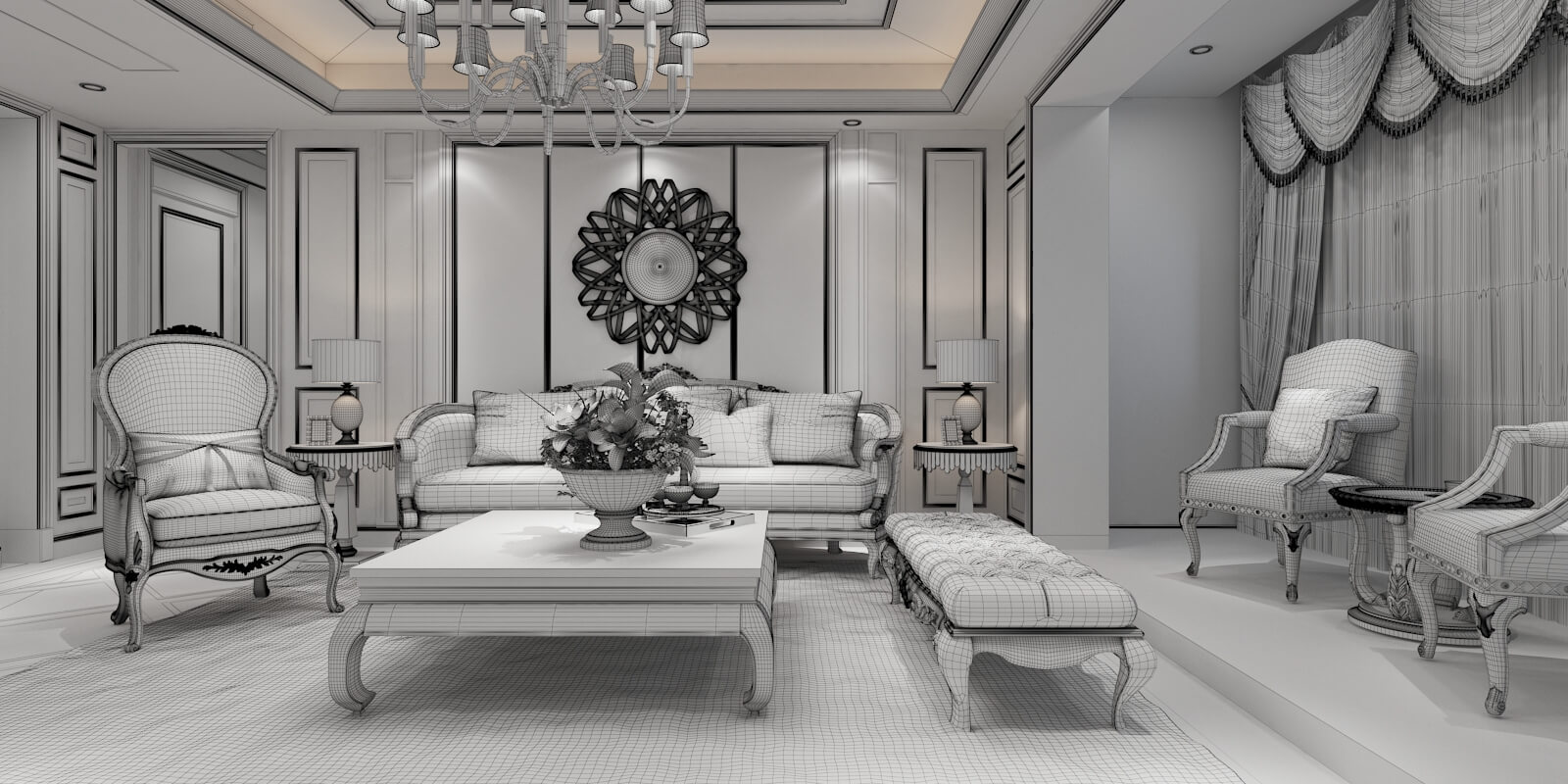 Parlor Modern Living Room 03 - 3D Model by Redbunny