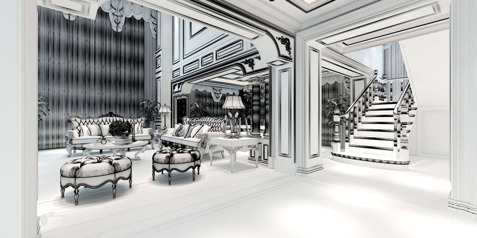 Parlor Modern Living Room 05 - 3D Model by Redbunny