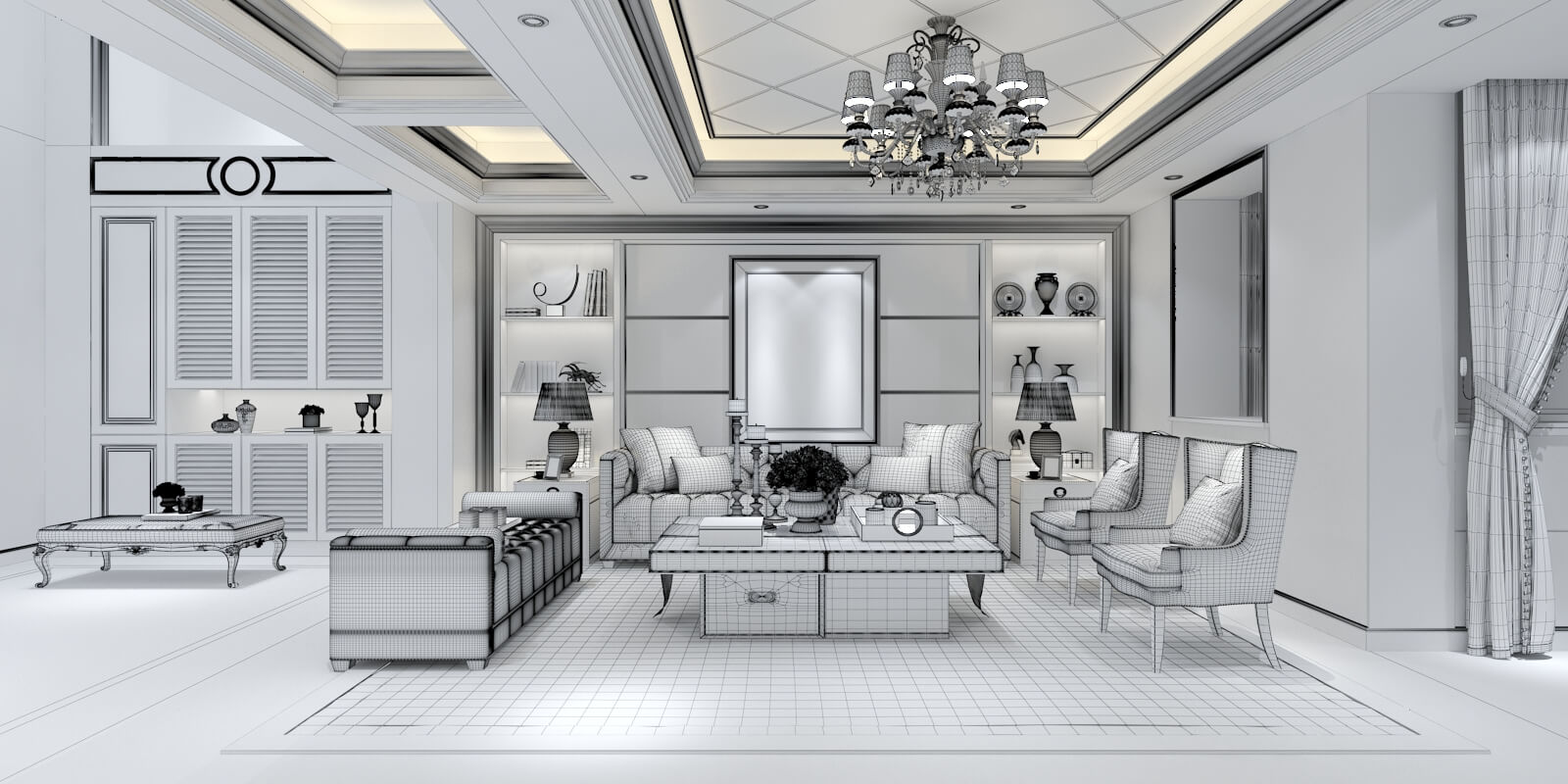 Parlor Modern Living Room 06 - 3D Model by Redbunny