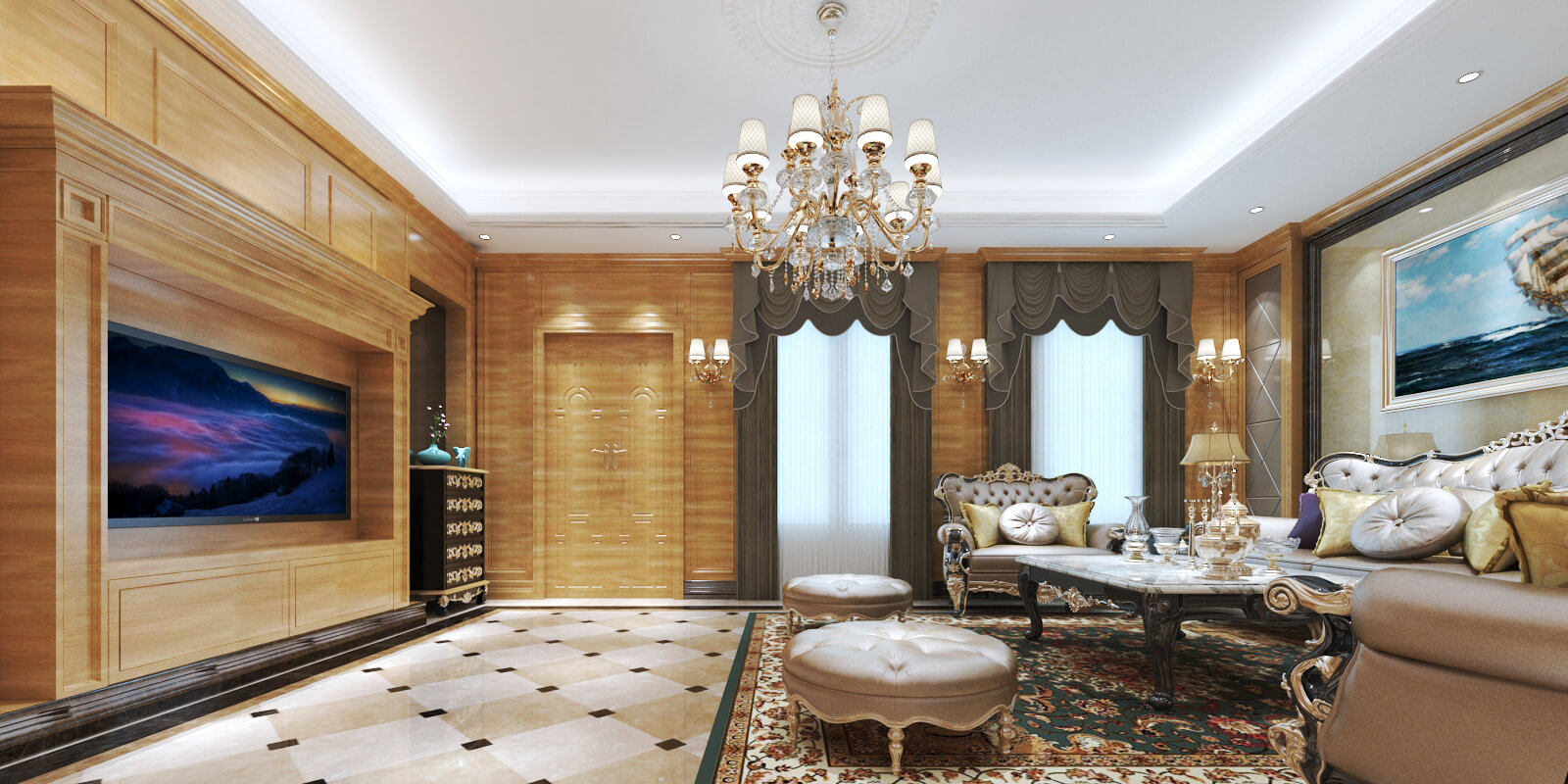 Parlor Modern Living Room 07 - 3D Model by Redbunny