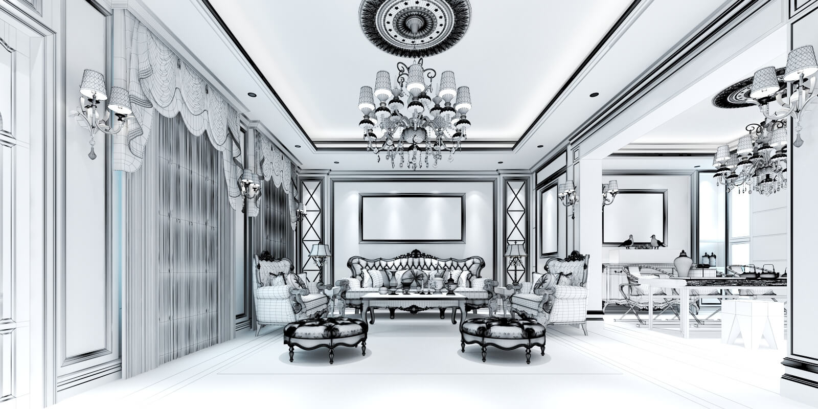 Parlor Modern Living Room 07 - 3D Model by Redbunny