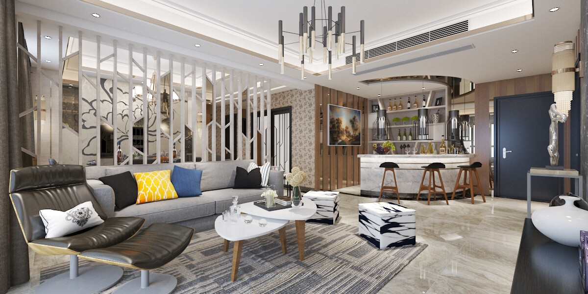 Parlor Modern Living Room 08 - 3D Model by Redbunny