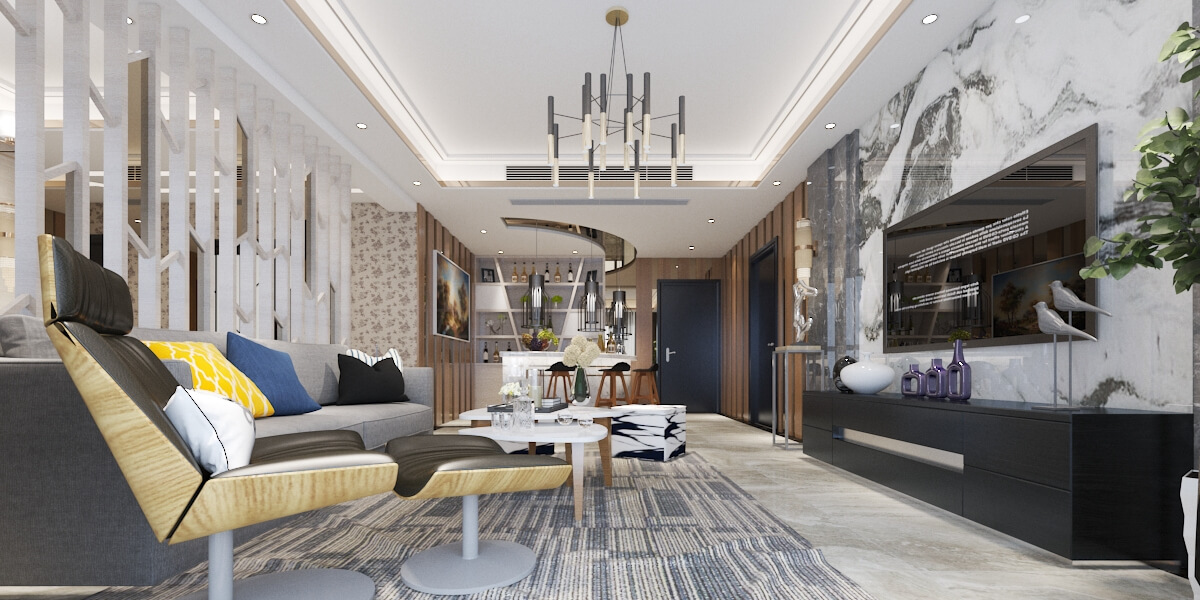 Parlor Modern Living Room 08 - 3D Model by Redbunny