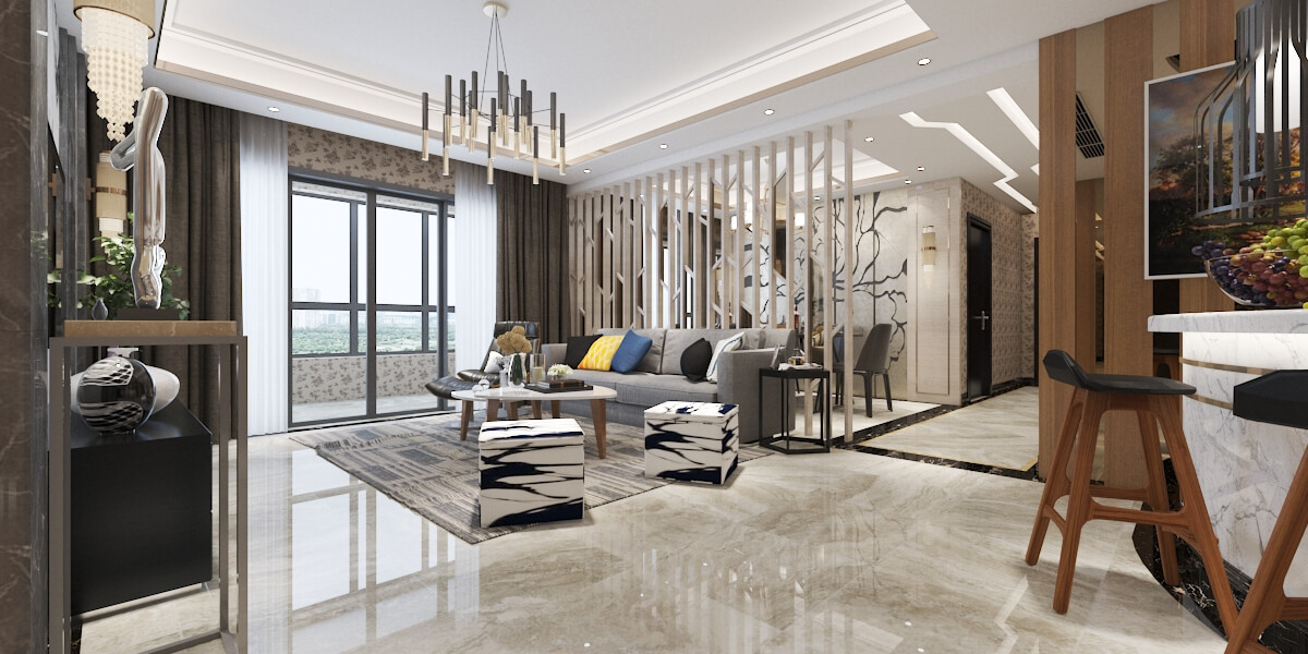 Parlor Modern Living Room 08 - 3D Model by Redbunny
