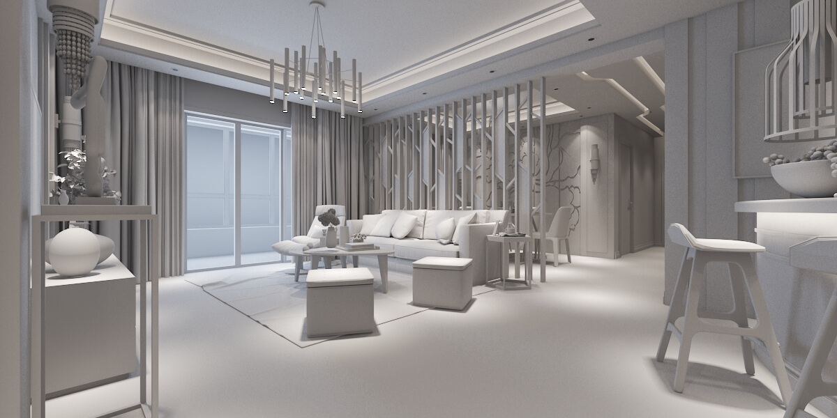 Parlor Modern Living Room 08 - 3D Model by Redbunny