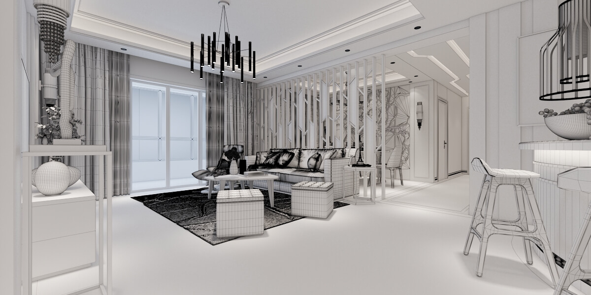 Parlor Modern Living Room 08 - 3D Model by Redbunny