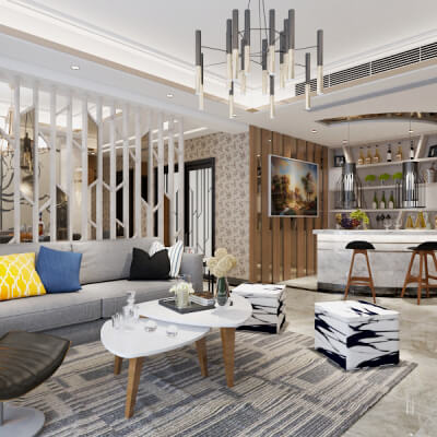 Parlor Modern Living Room 08 - 3D Model by Redbunny