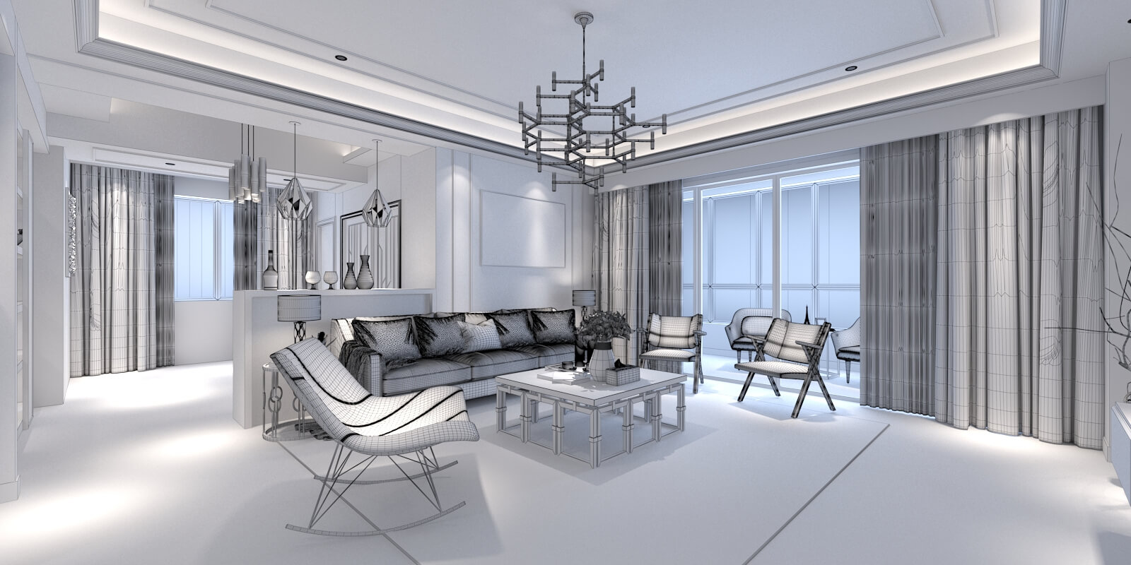 Parlor Modern Living Room 09 - 3D Model by Redbunny