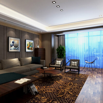 Parlor Modern Living Room 10 - 3D Model by Redbunny