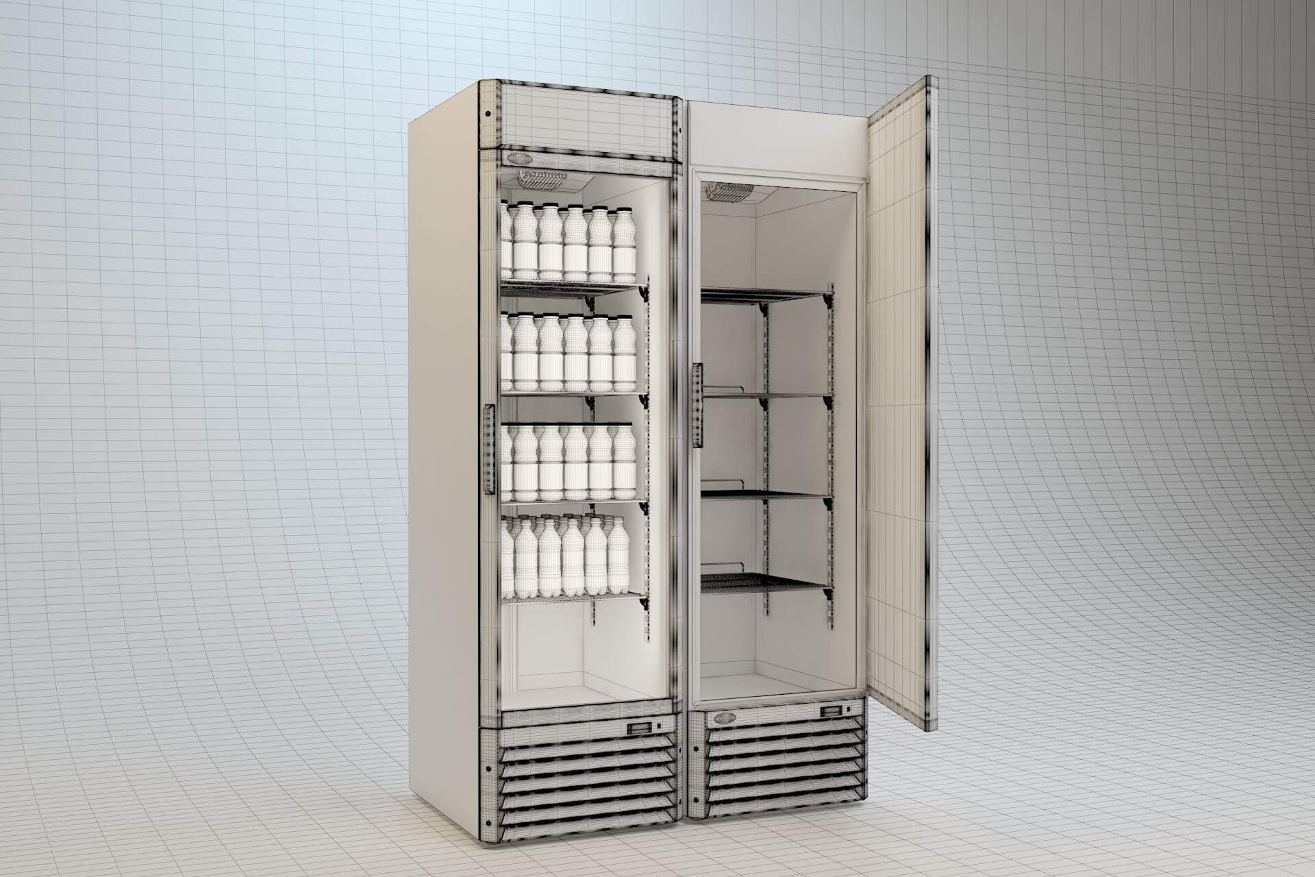 Refrigerated Display Case With Drinks - 3D Model by Redbunny