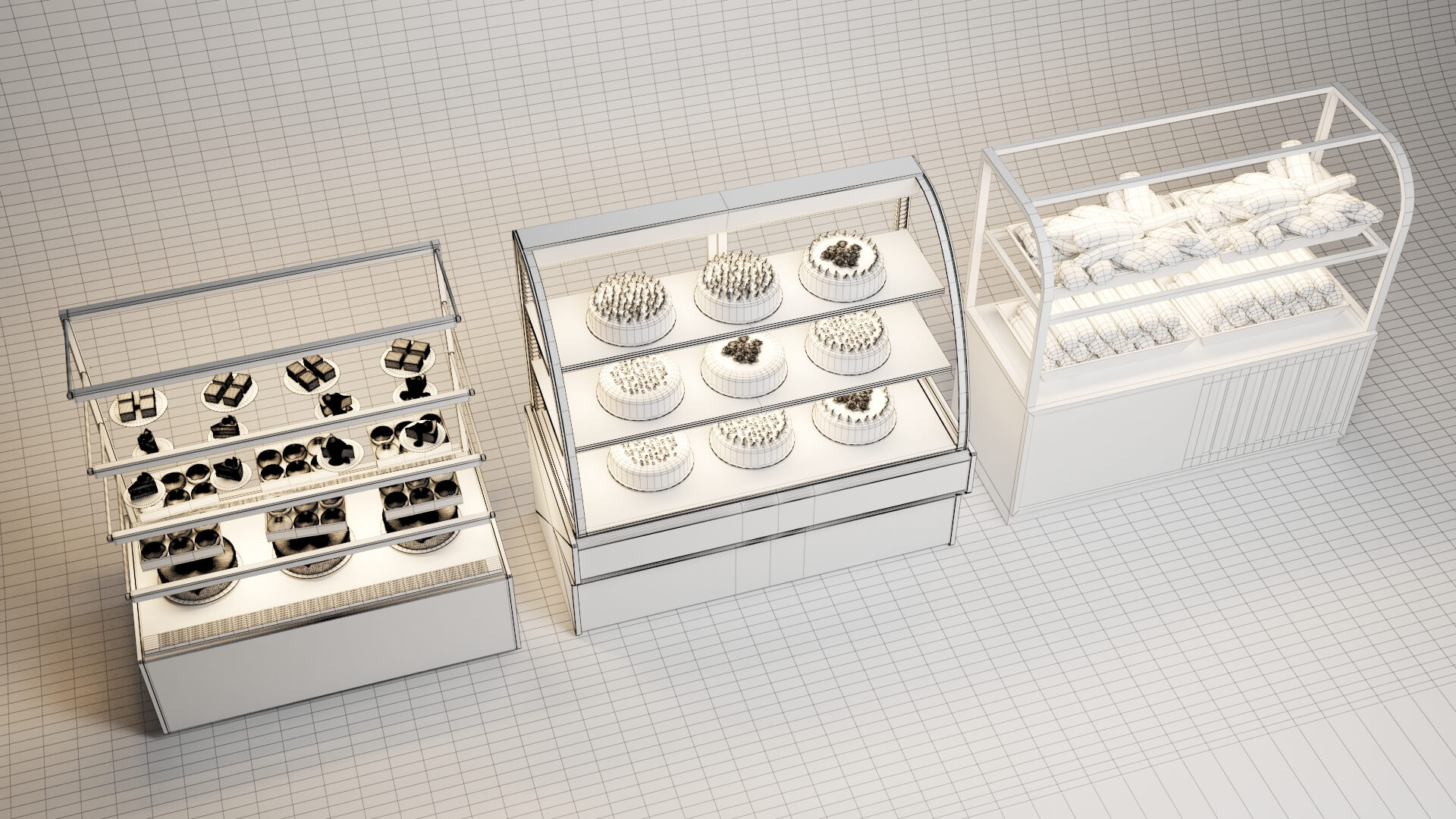 Showcase With Cake 01 - 3D Model by Redbunny