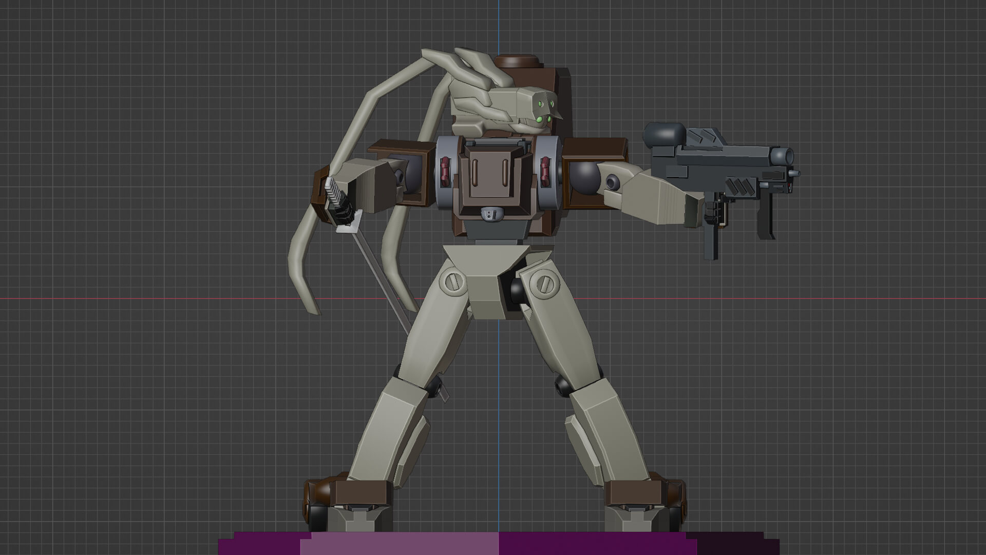 Burai Custom MG and Sword - 3D Model by Redclay777