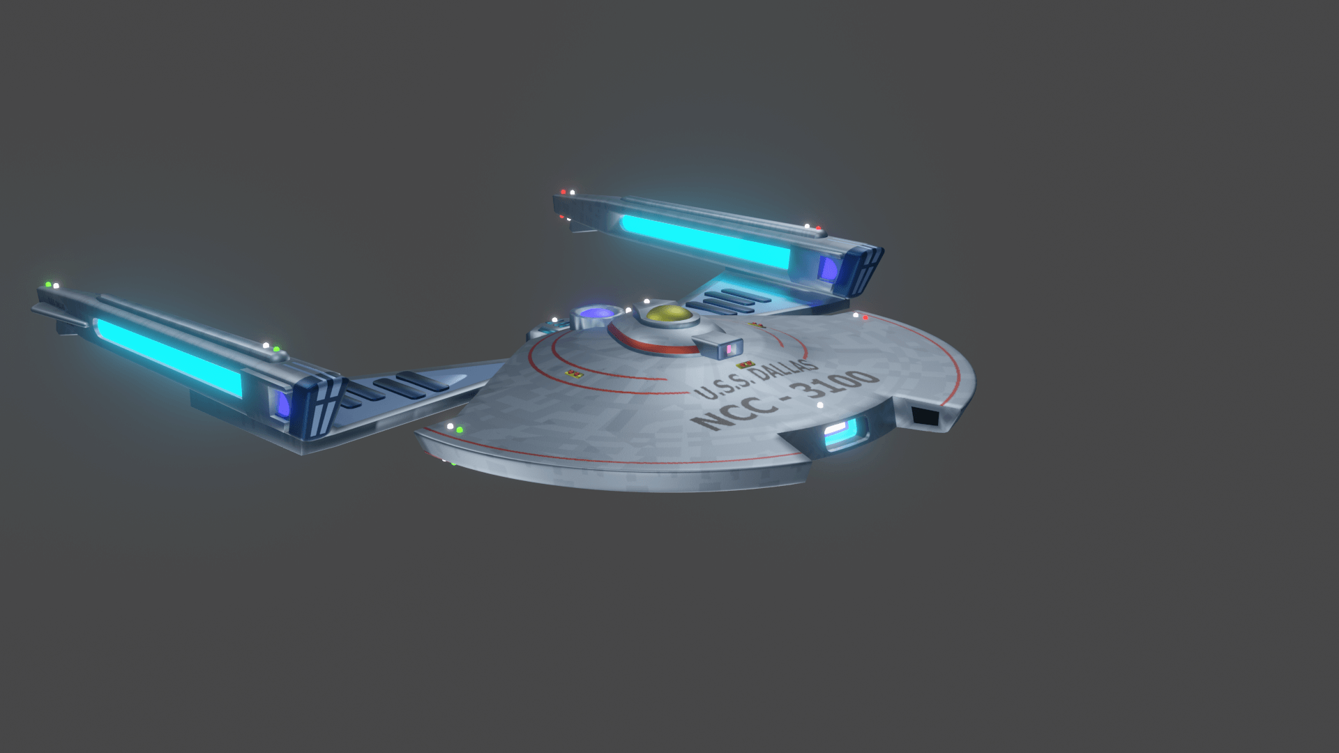 USS Dallas NCC-3100 3D Render, Digital Art by Redclay777