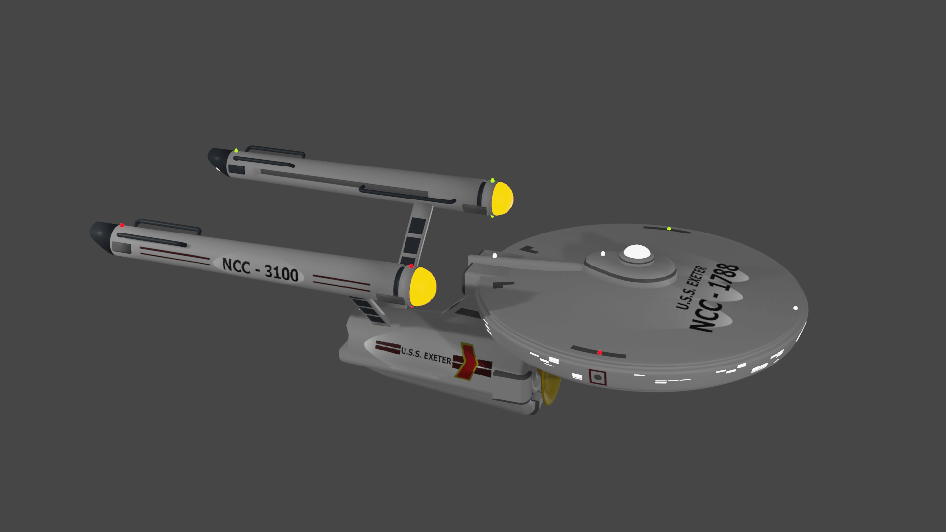 USS Exeter NCC1788 3D Render, Digital Art by Redclay777