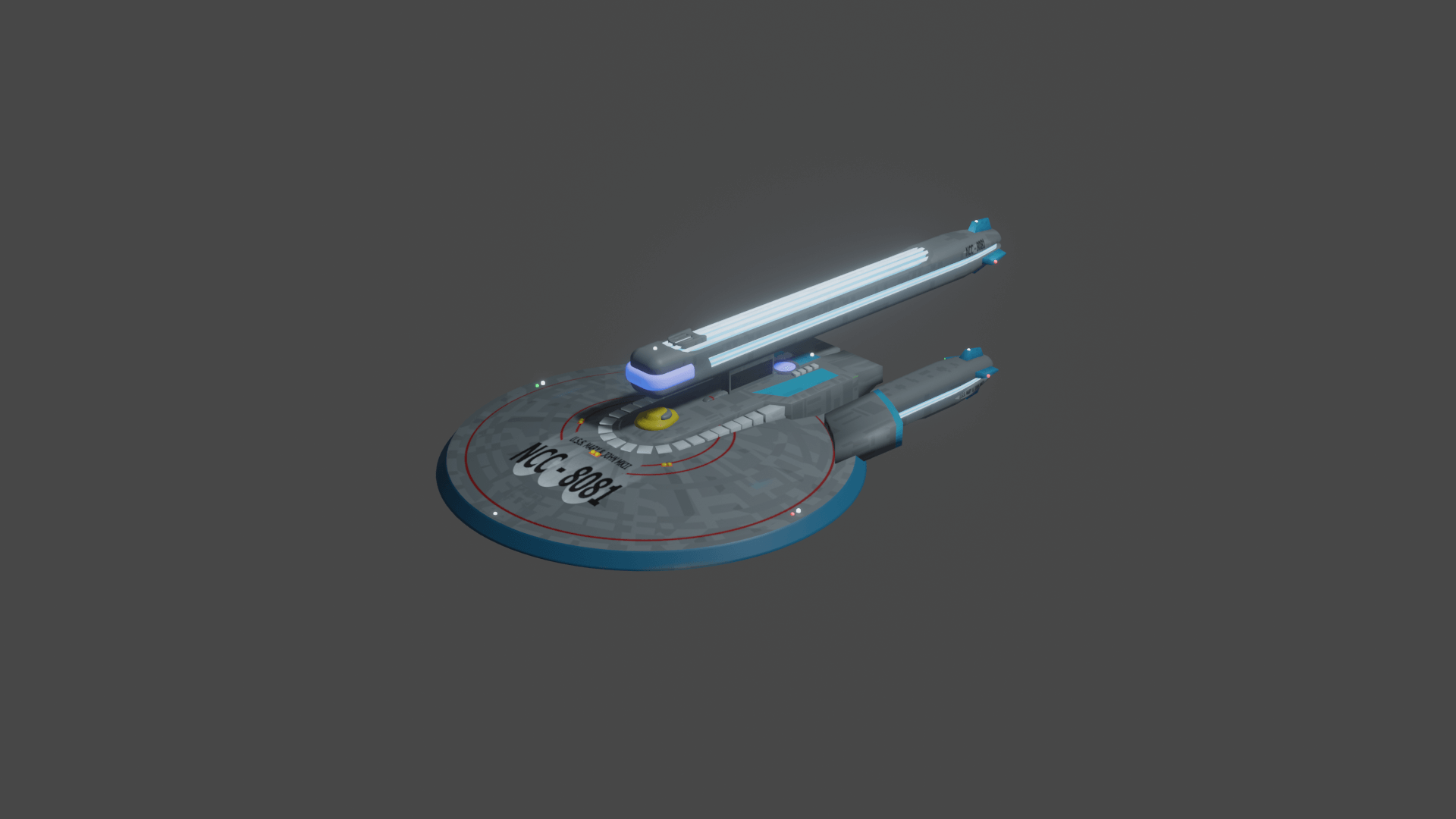 USS Mary & John MK II NCC 8081 3D Render by Redclay777