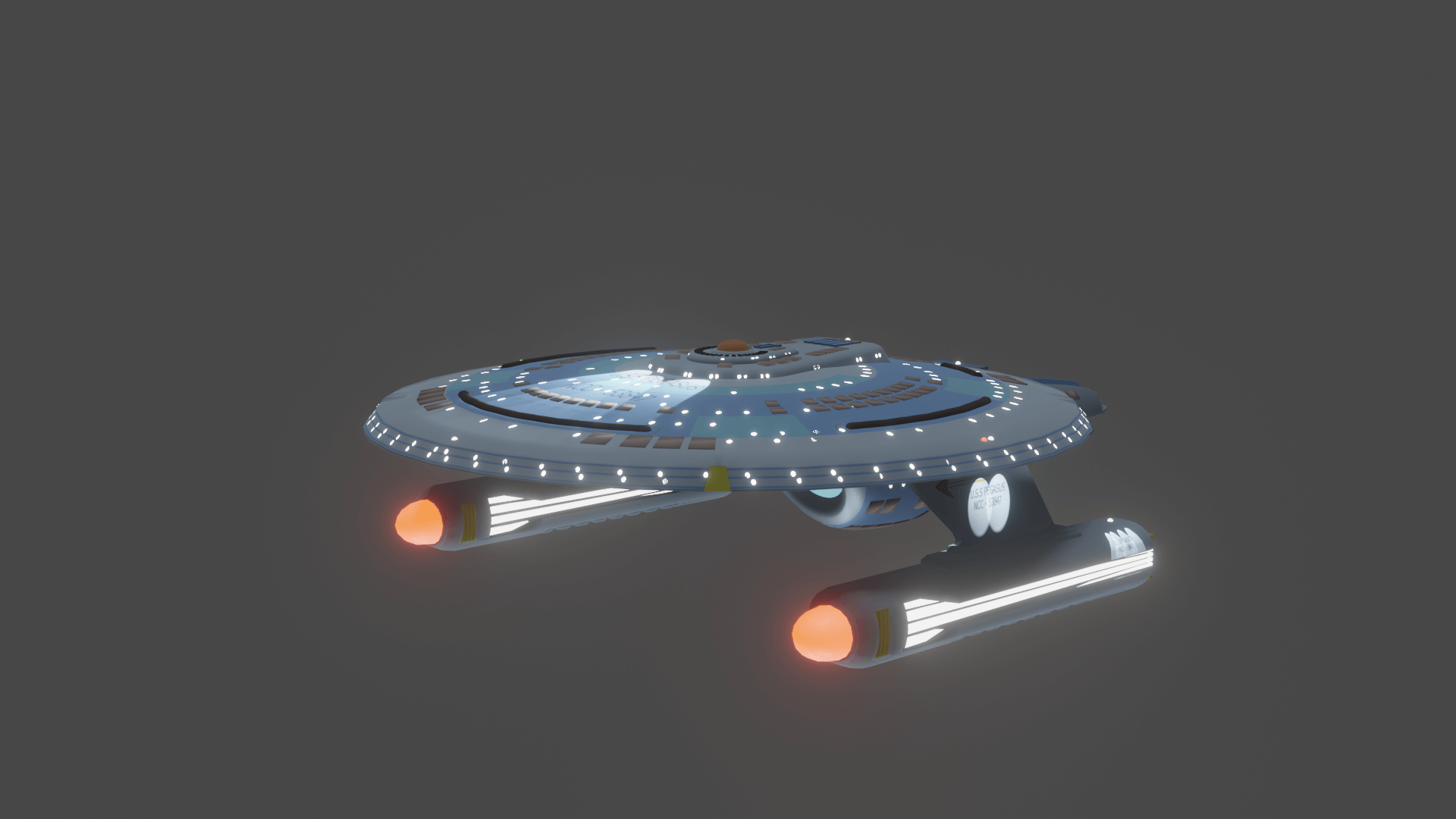 USS Pegasus NCC-53847 3D Render, Digital Art by Redclay777