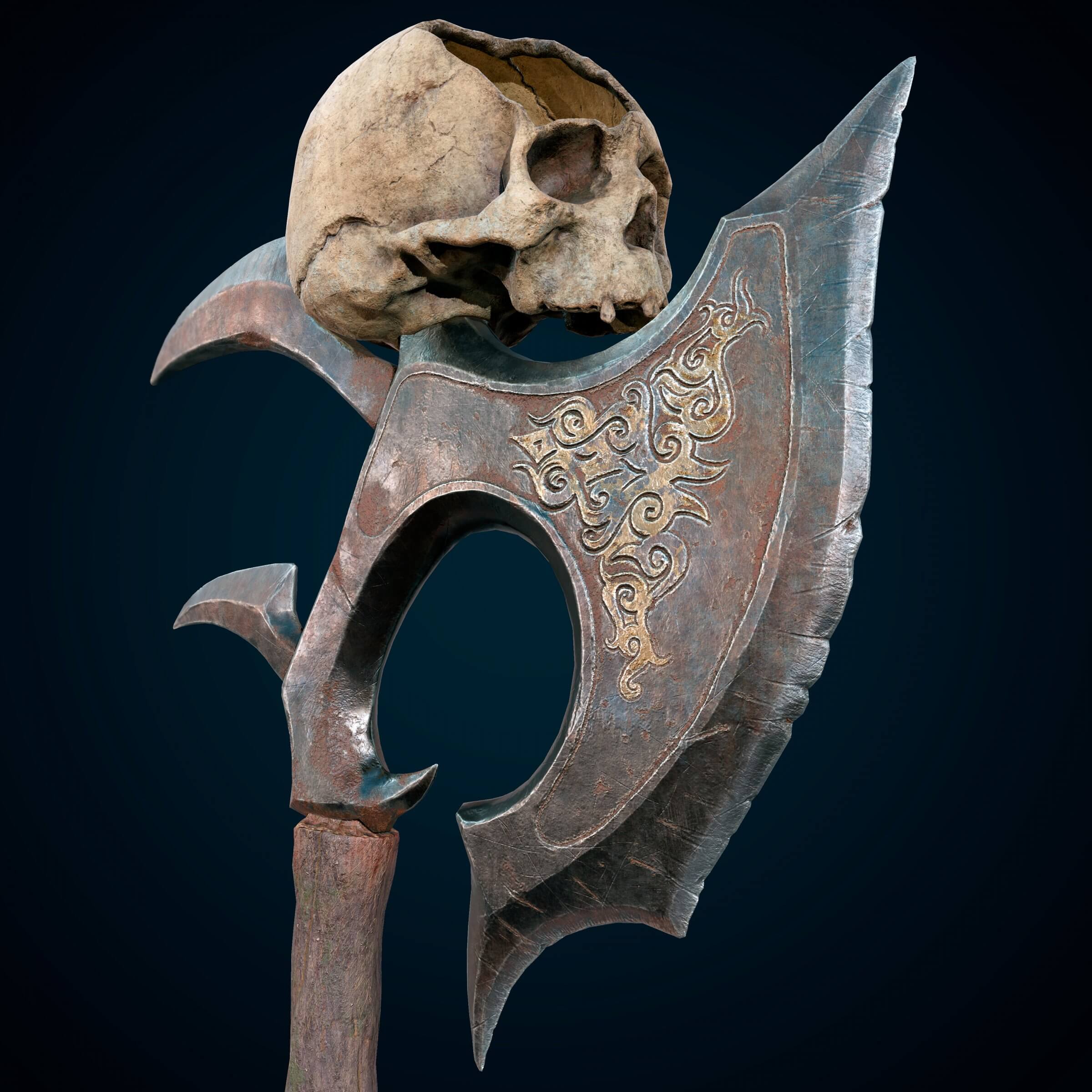 Skull Axe - 3D Model by Redmoon