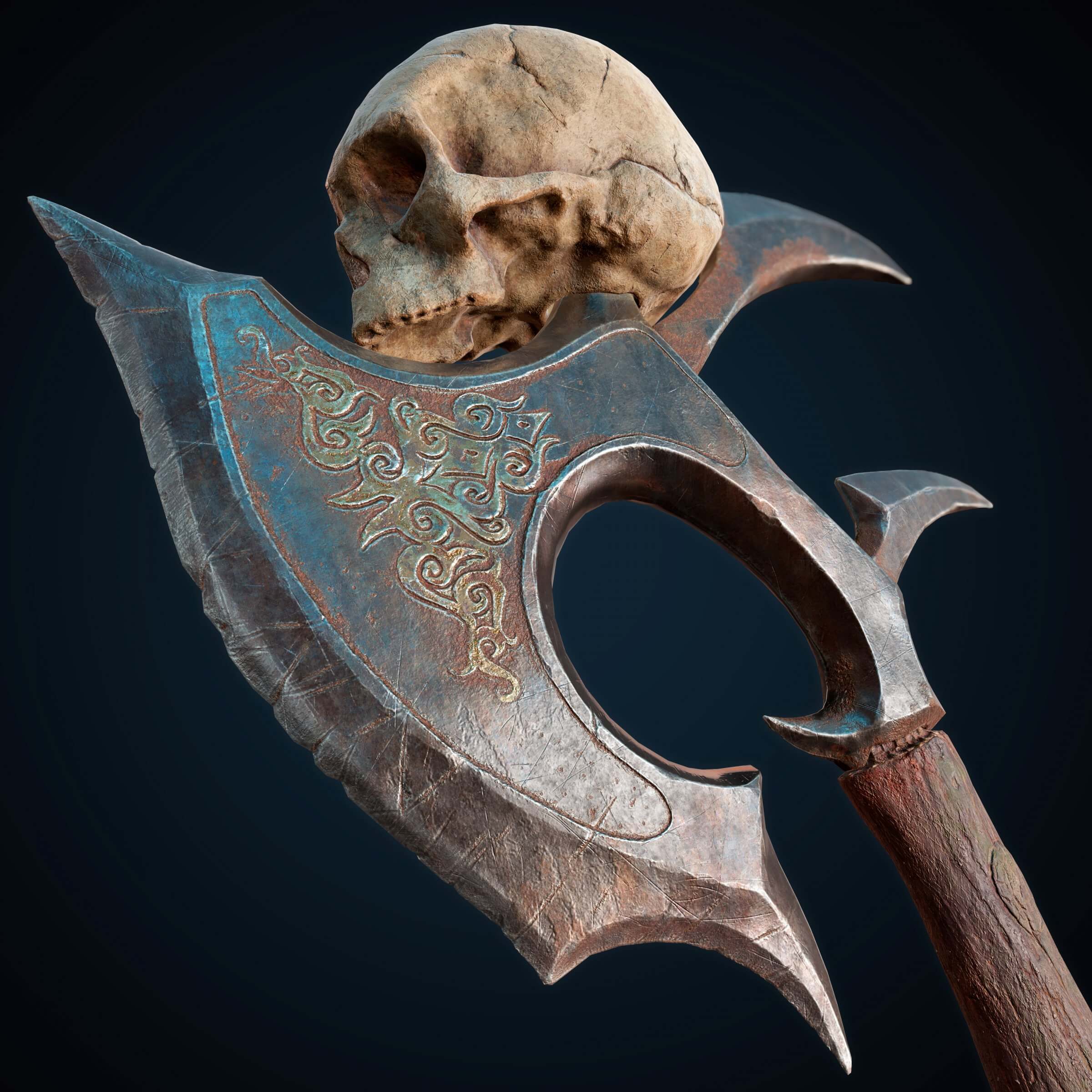 Skull Axe - 3D Model by Redmoon