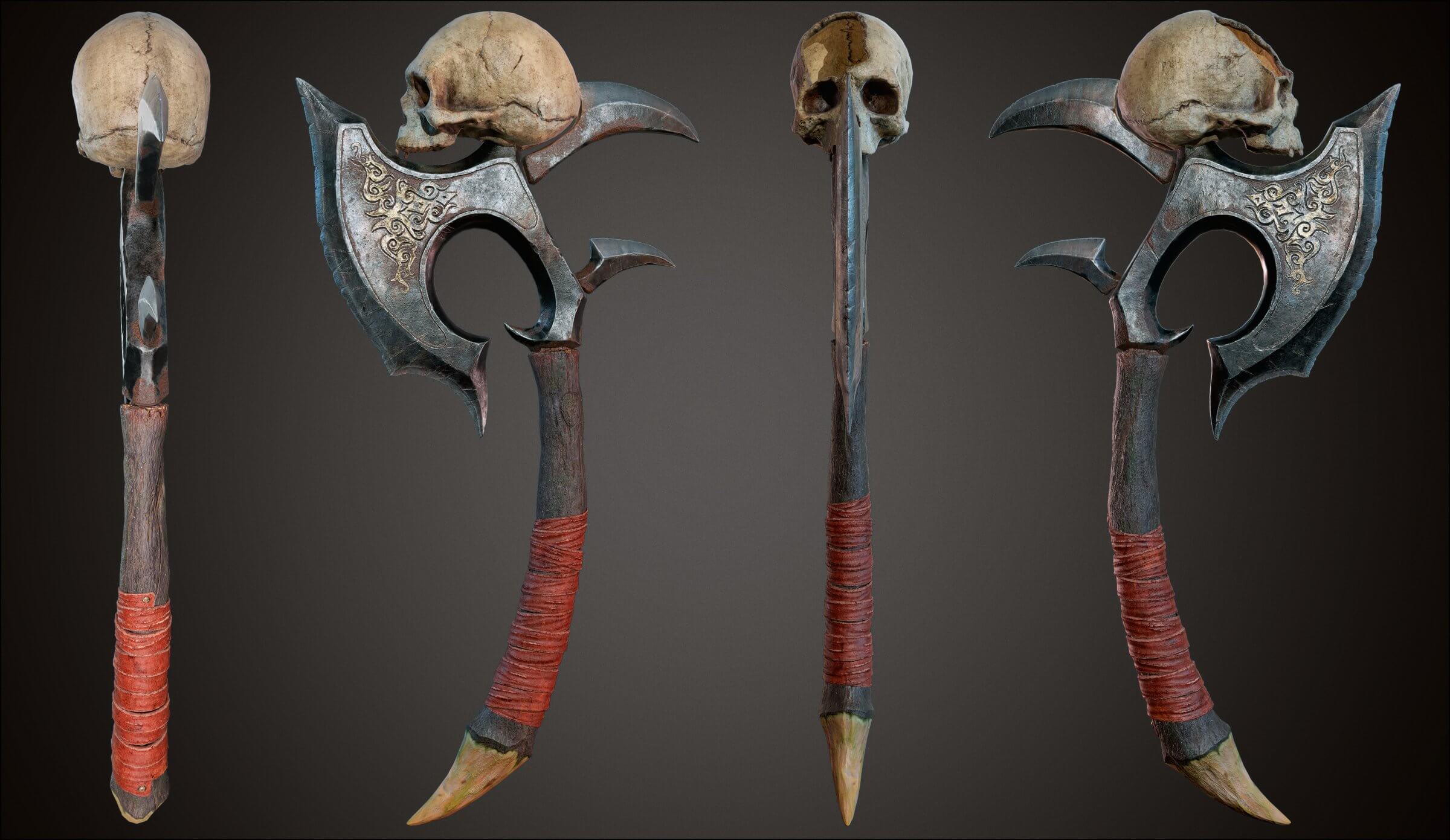 Skull Axe - 3D Model by Redmoon