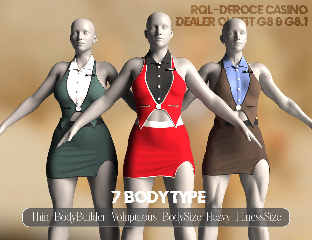 RQL-dForce Casino Dealer Outfit G8F & G8.1F Daz Content by RedQLips