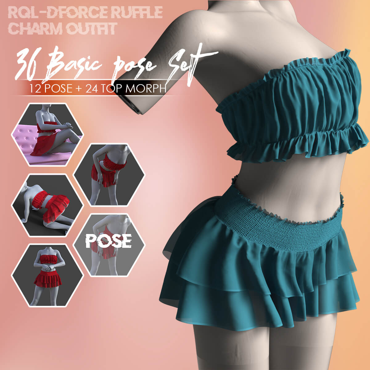 RQL-dForce Ruffle Charm Outfit G8F & G8.1F Daz Content by RedQLips