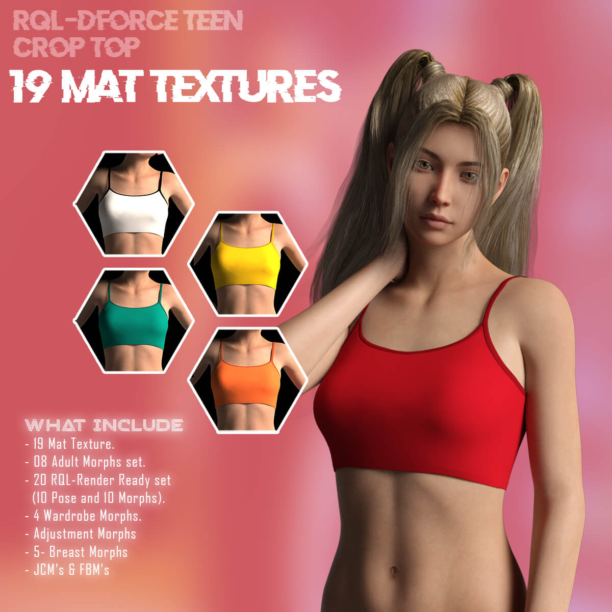 RQL-dforce Teen Crop Top for G8F & G8.1F Daz Content by RedQLips