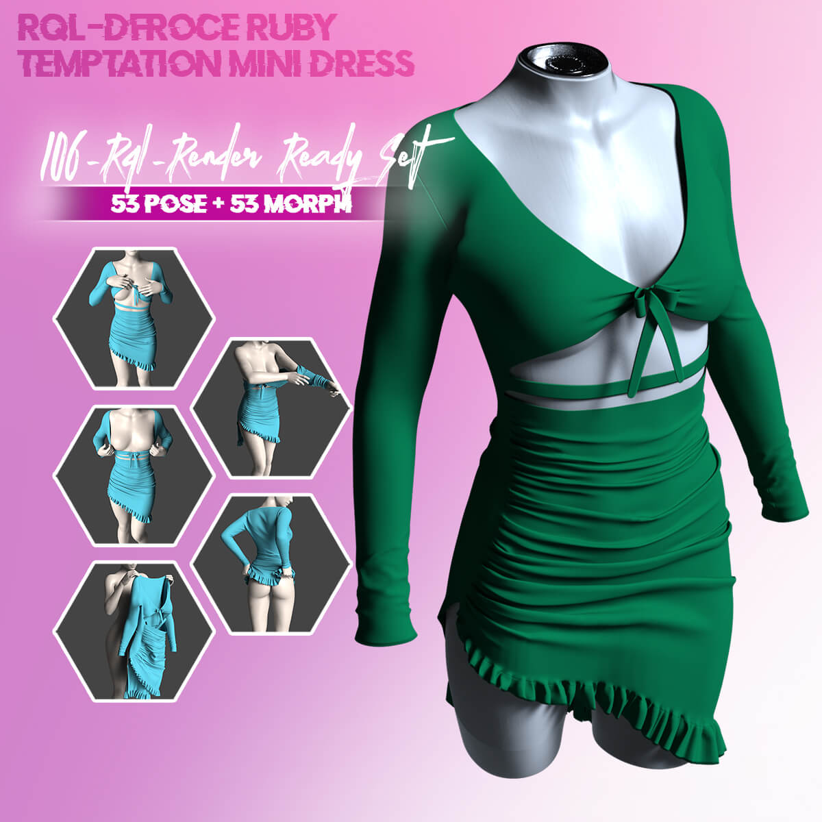 RQL-dFroce Ruby Temptation Mini Dress G8F & G8.1F Daz Content by RedQLips