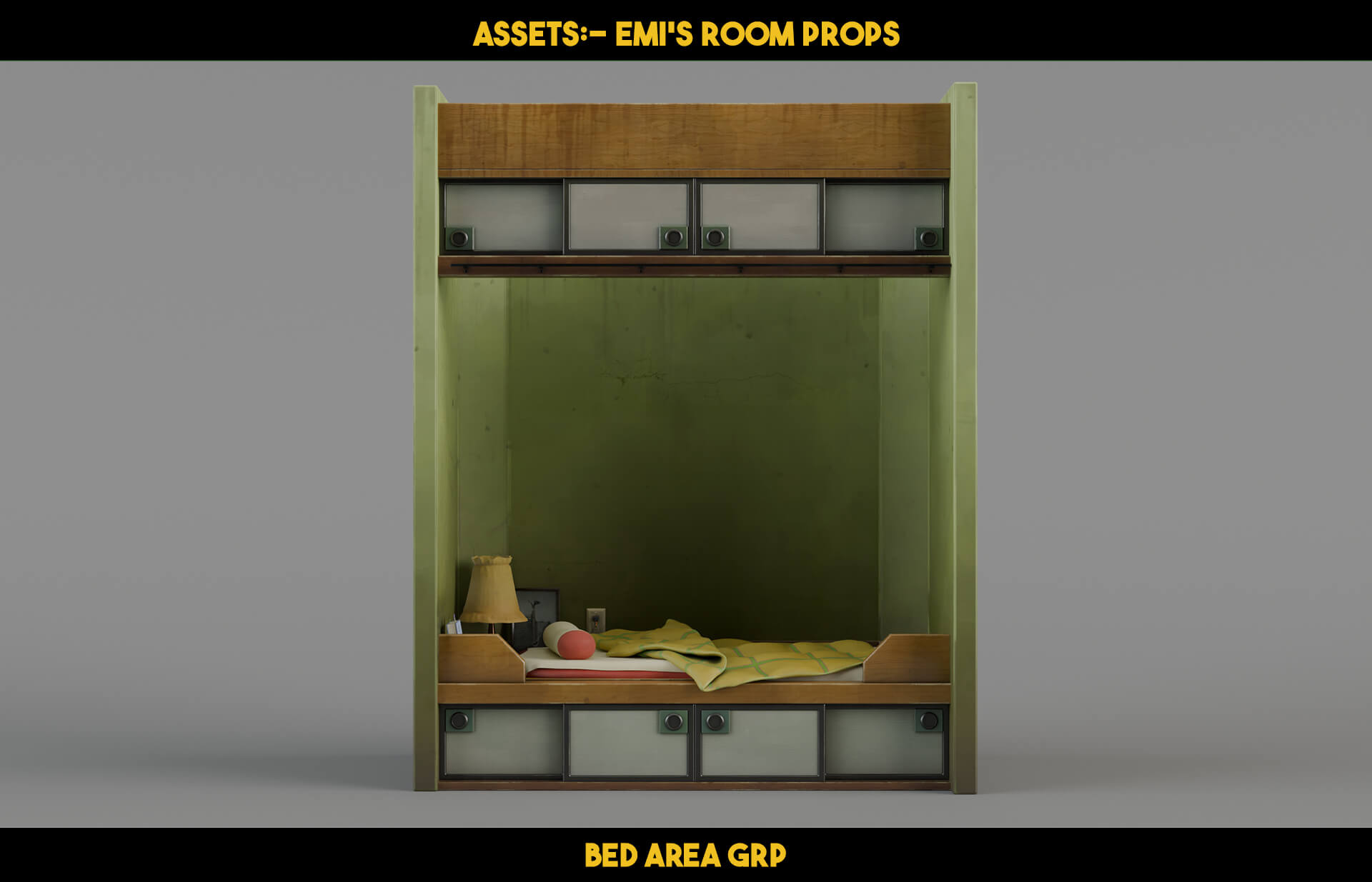 Emi's Room - Bed Area Props 3D Model by redrust